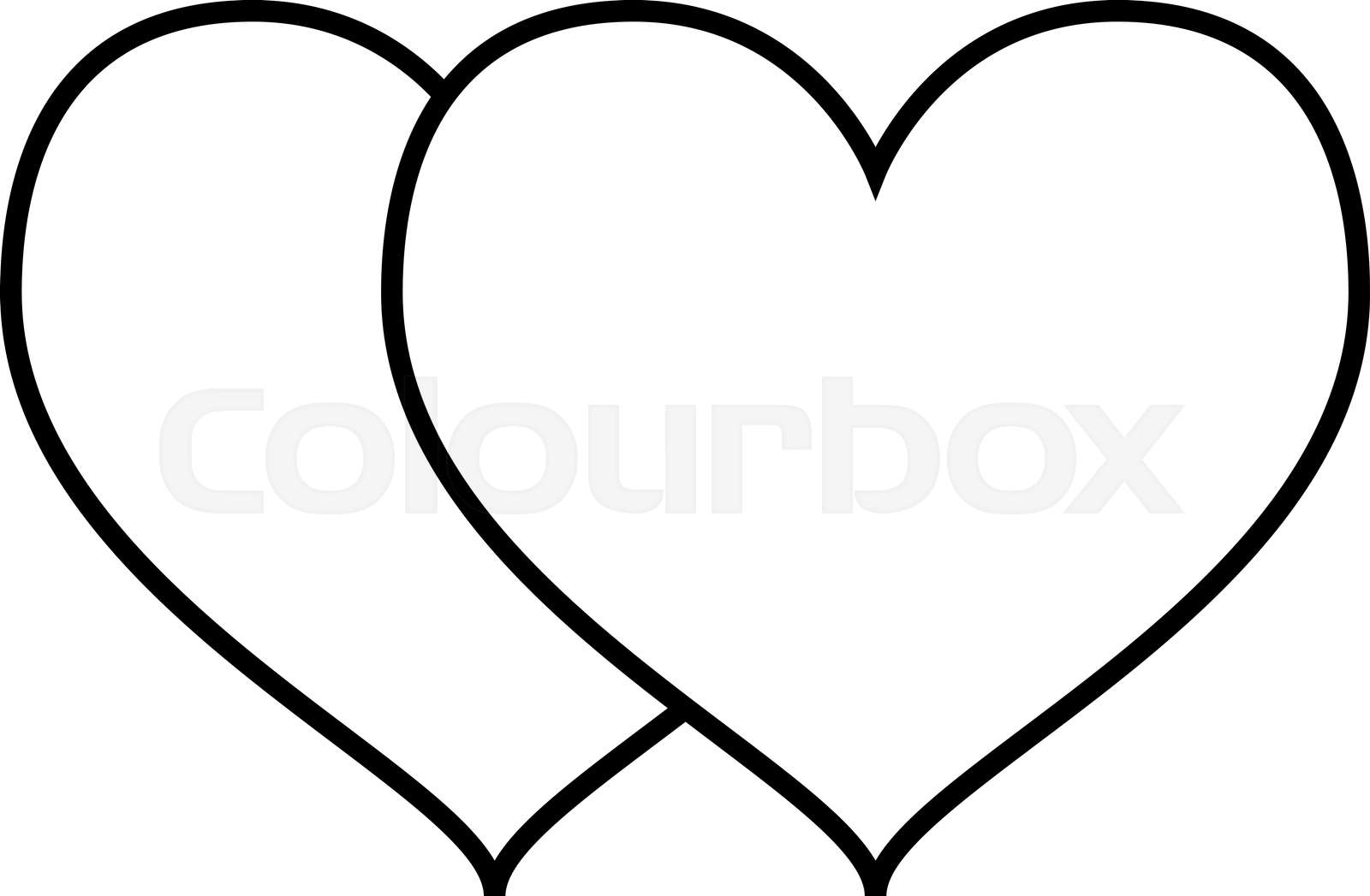 Overlapping Heart Outline Icon Vector | Stock vector | Colourbox