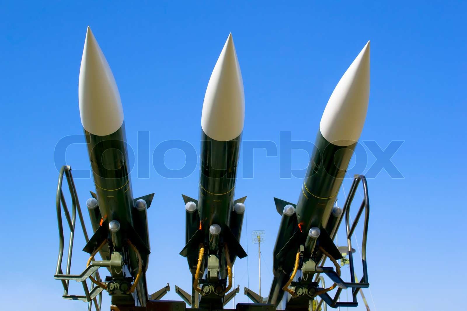 Several combat missiles aimed at the sky | Stock image | Colourbox