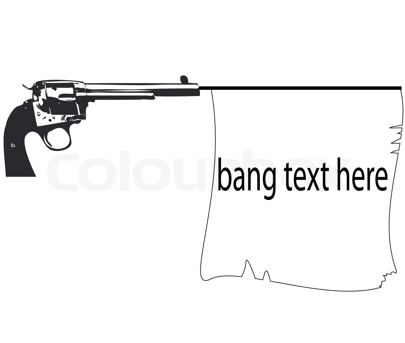 old pistol with flag gun with banner ribbon vector illustration | Stock ...