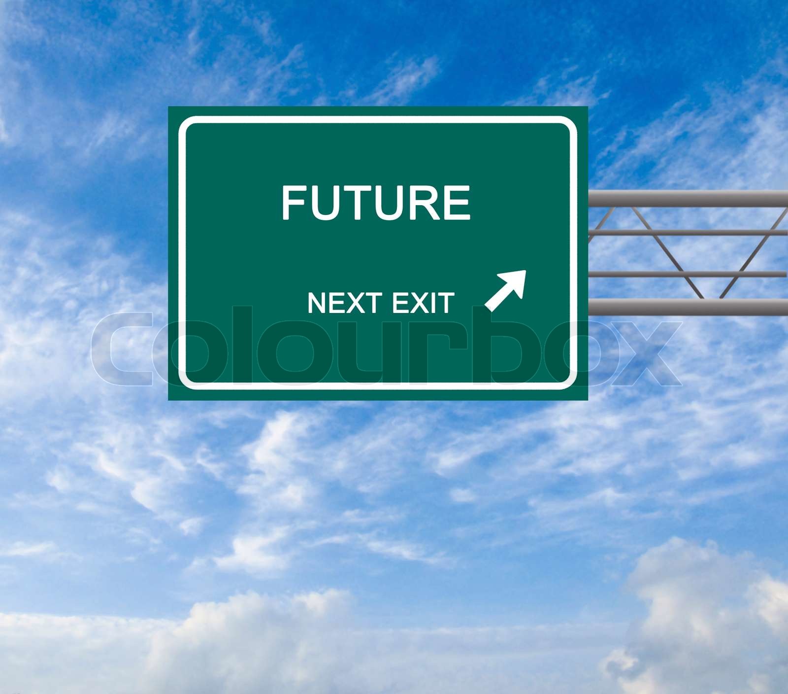 Road sign to future | Stock image | Colourbox