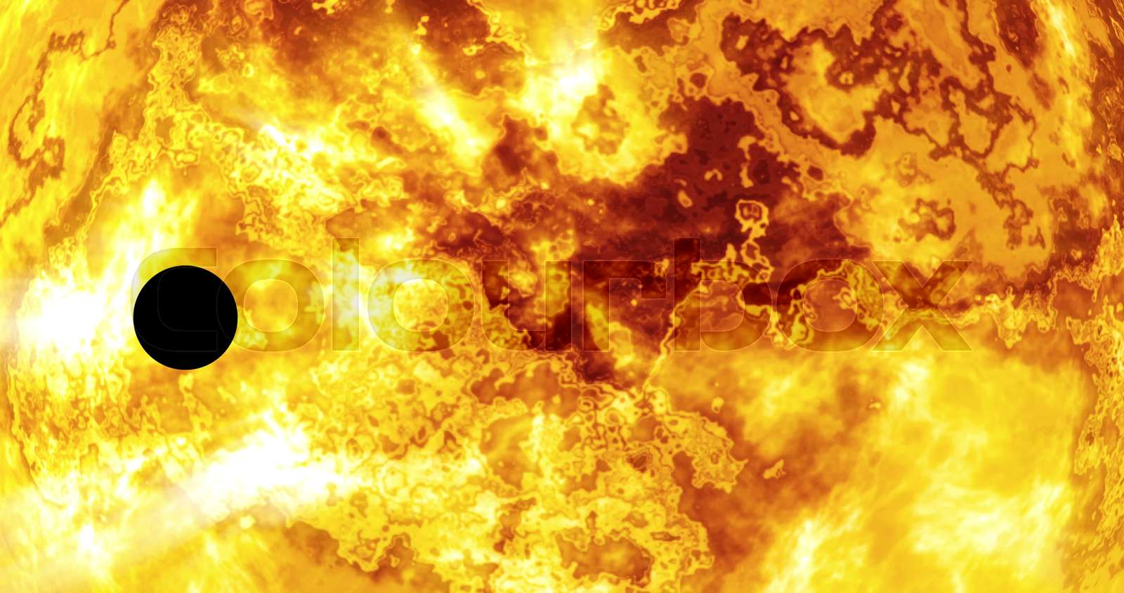 Small planet transiting the sun. Outer space exploration concept ...