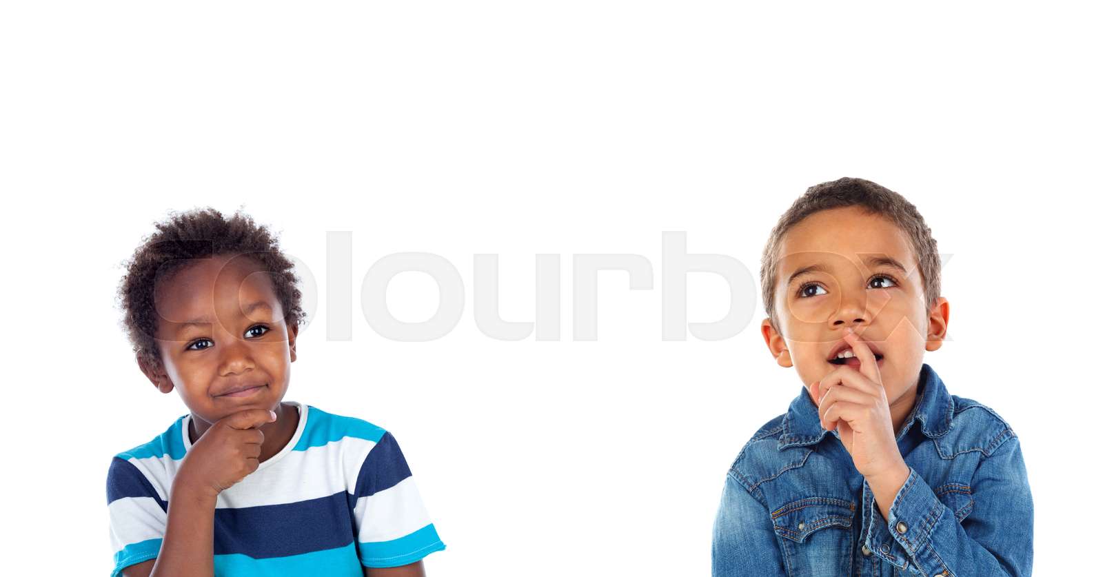 Two cute children thinking about something | Stock image | Colourbox