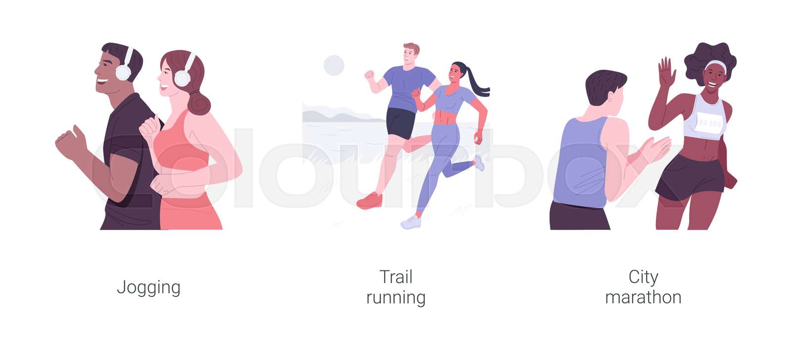 Active lifestyle isolated cartoon vector illustrations set. | Stock ...
