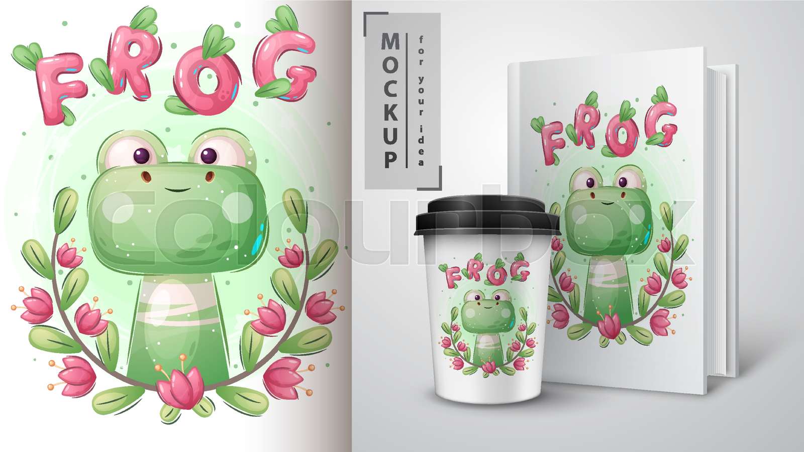 Green Frog poster and merchandising. | Stock vector | Colourbox