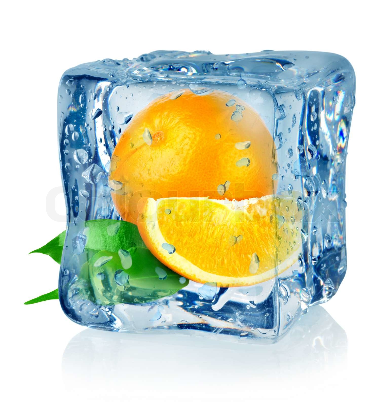 Ice cube and orange | Stock image | Colourbox