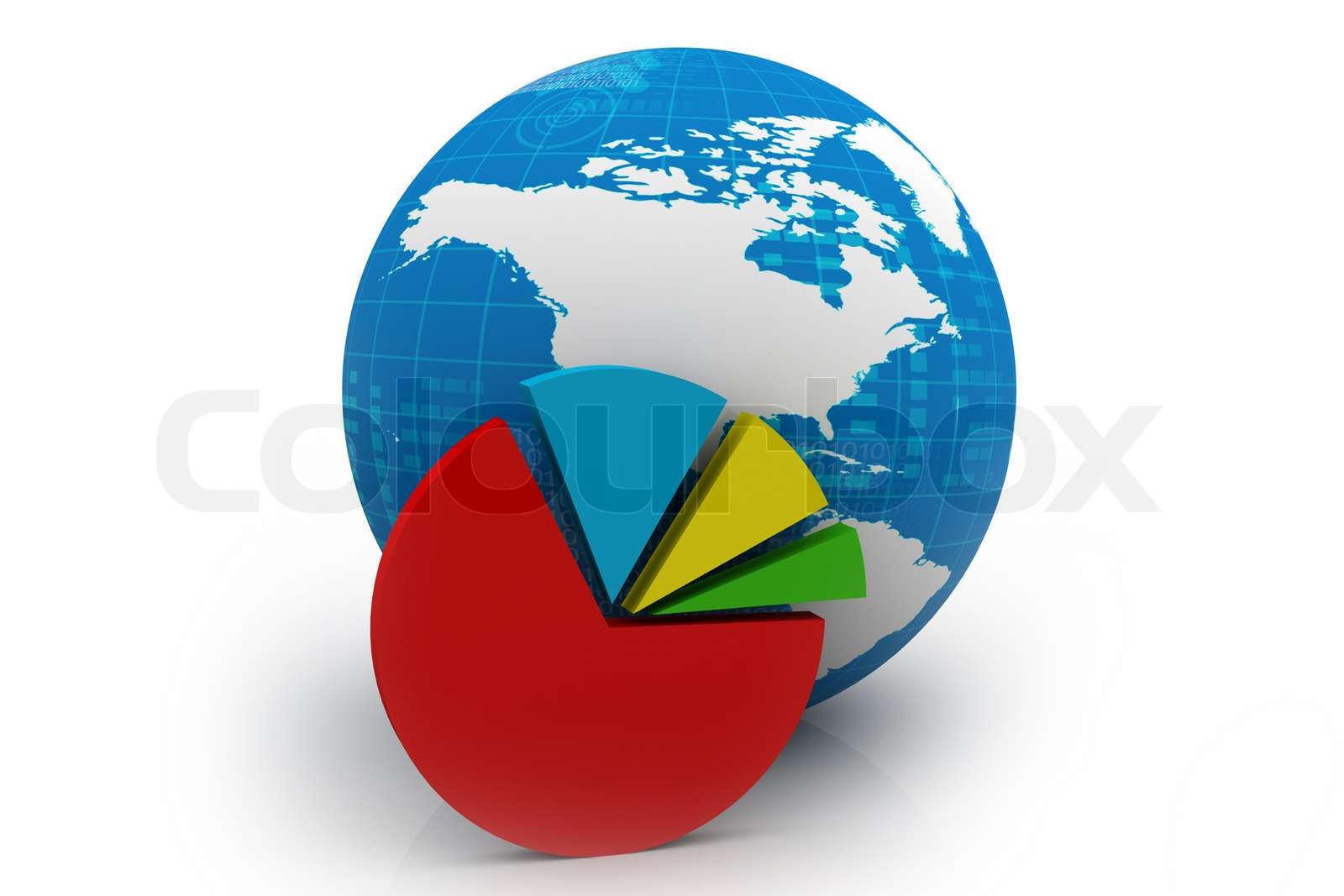 globe and a global financial economy pie chart | Stock image | Colourbox