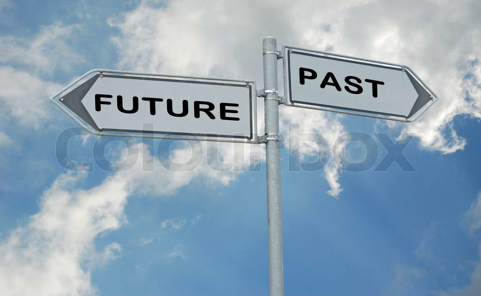Road signs to future and past | Stock image | Colourbox