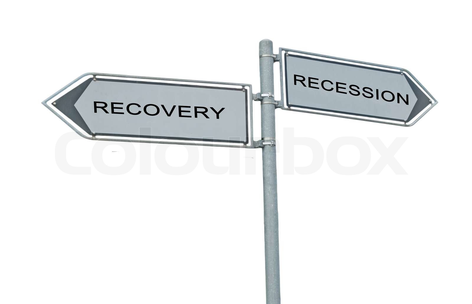 Road sign to Recovery und Rezession | Stock Bild | Colourbox