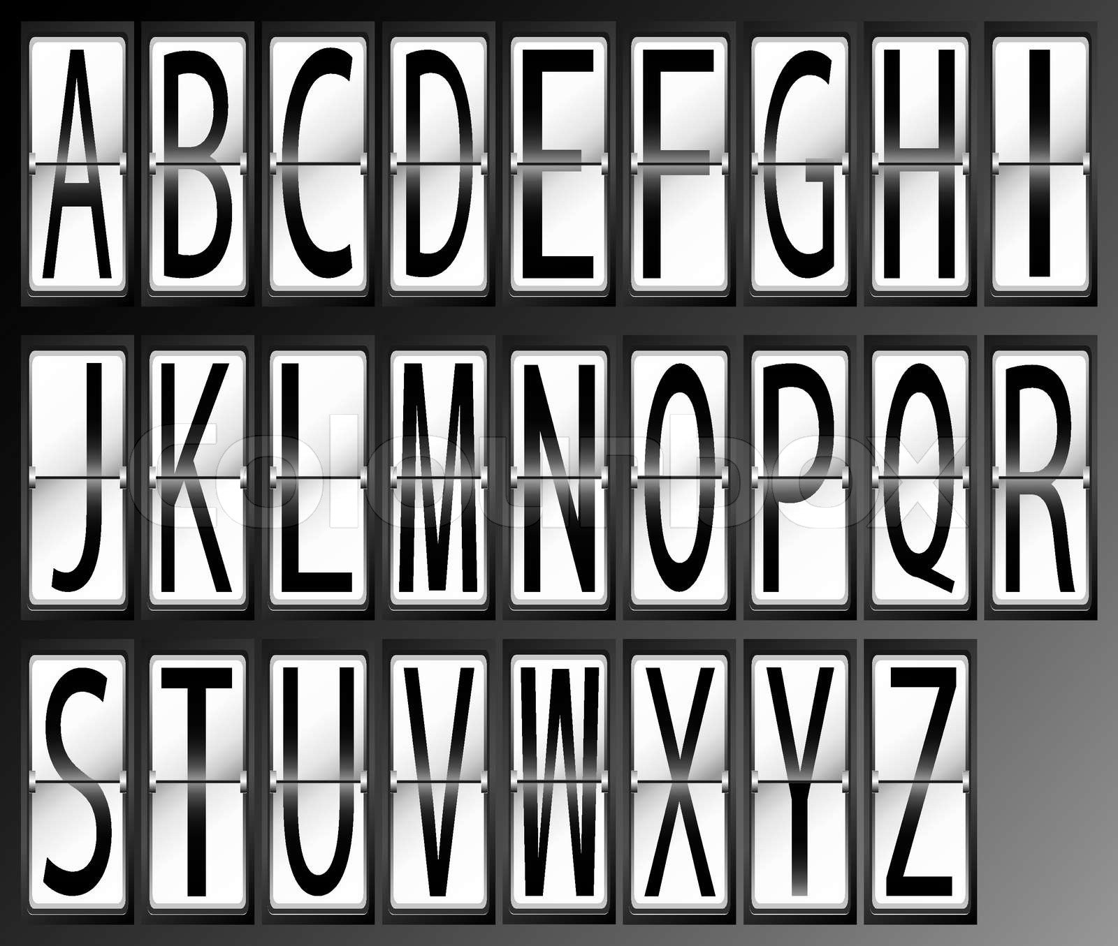 letters alphabet on Airport Terminal timetable Display Font Set vector ...