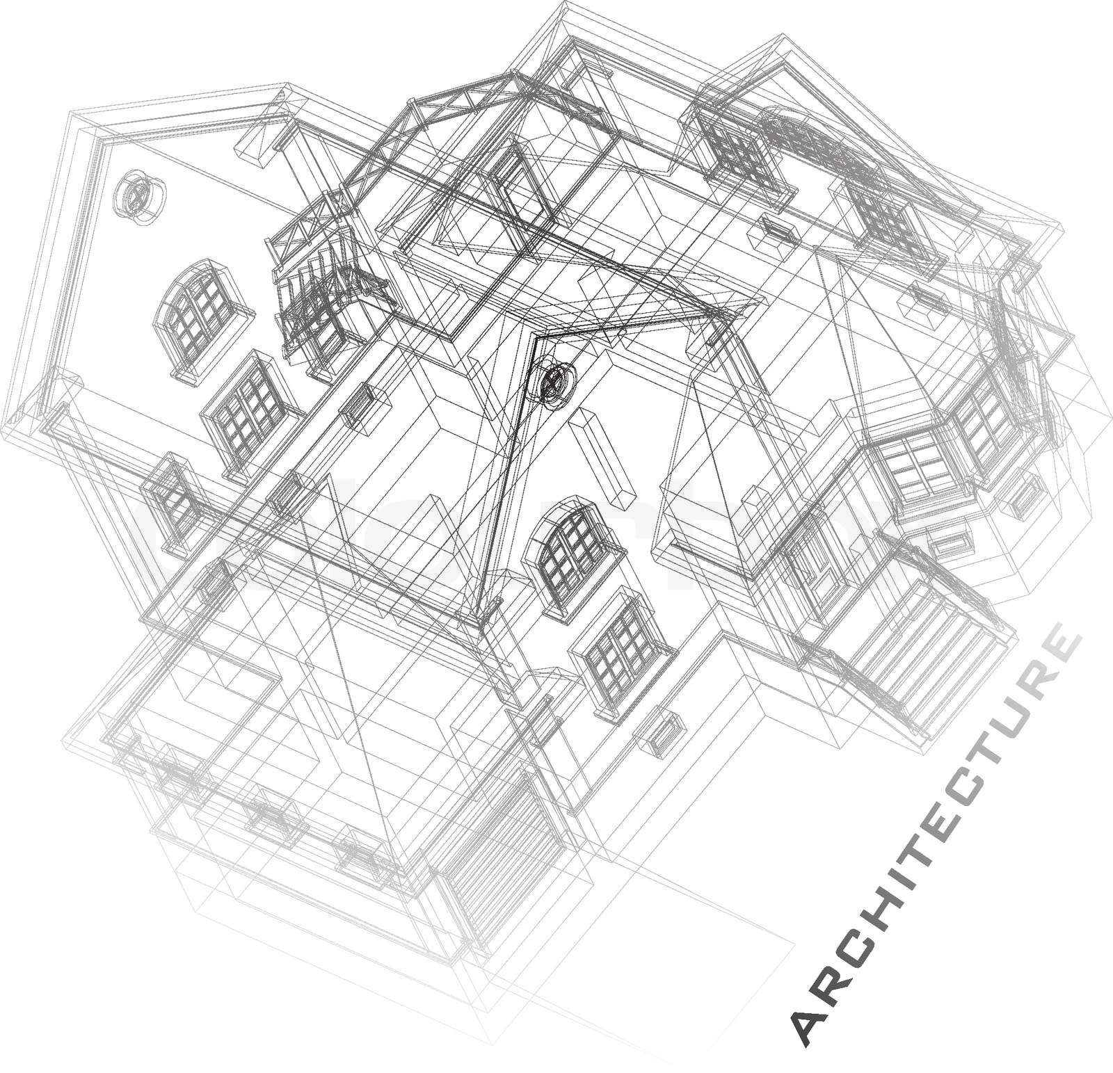 3d, tegning, bygning | Stock vektor | Colourbox