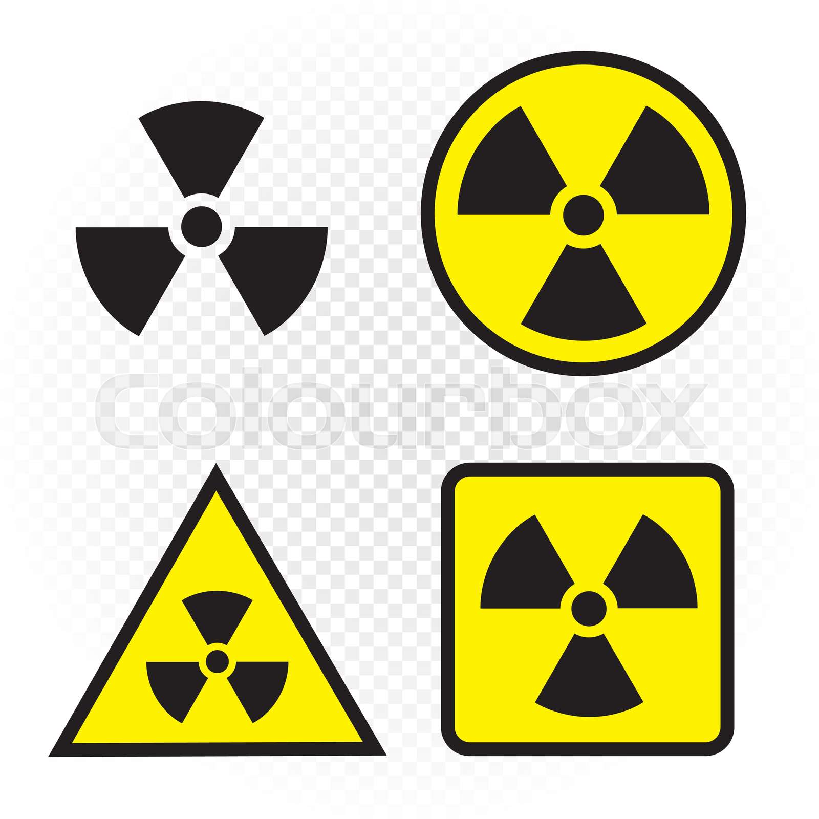 nuclear danger sign symbol message set | Stock vector | Colourbox