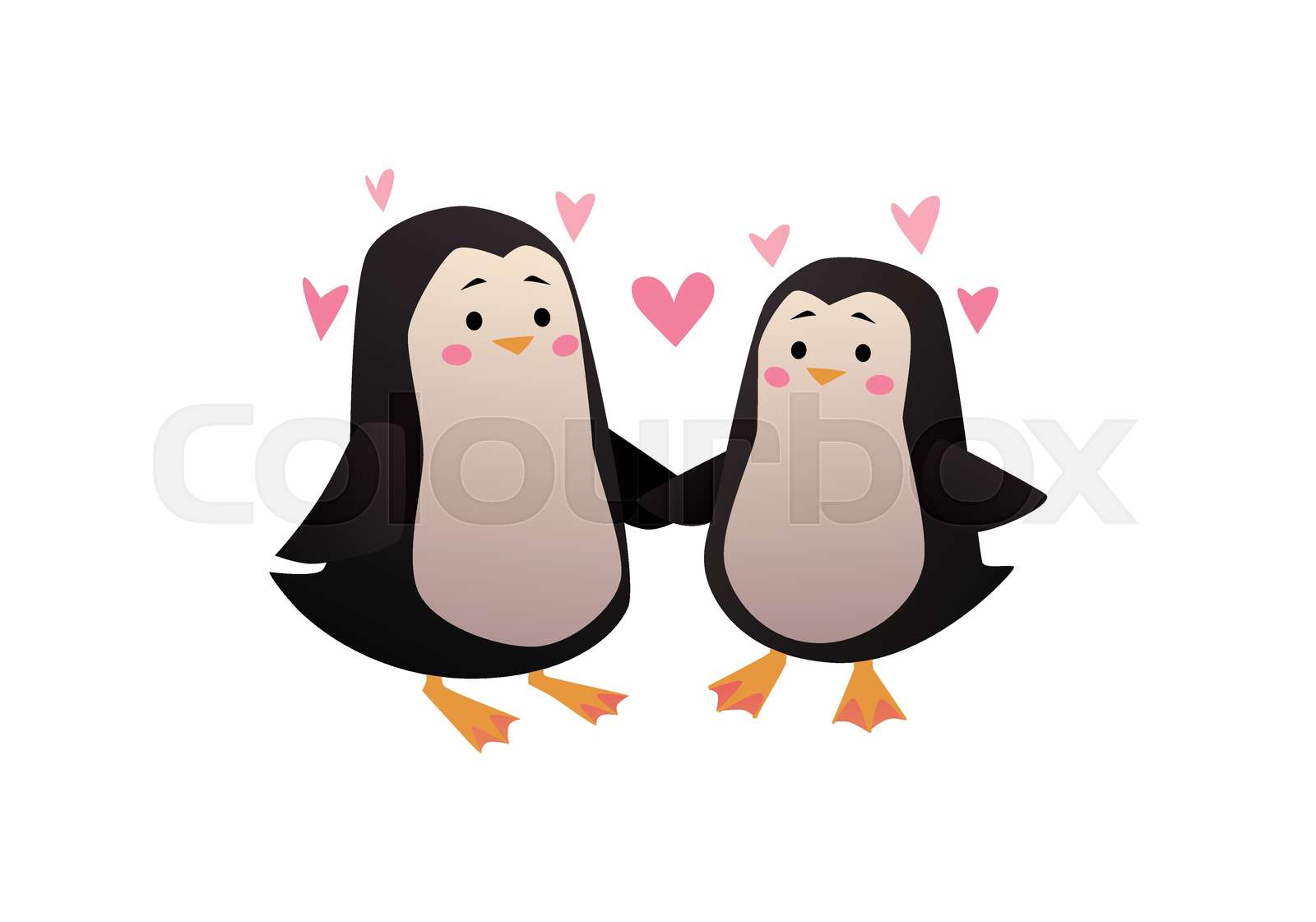 Penguins Hugging Clip Art