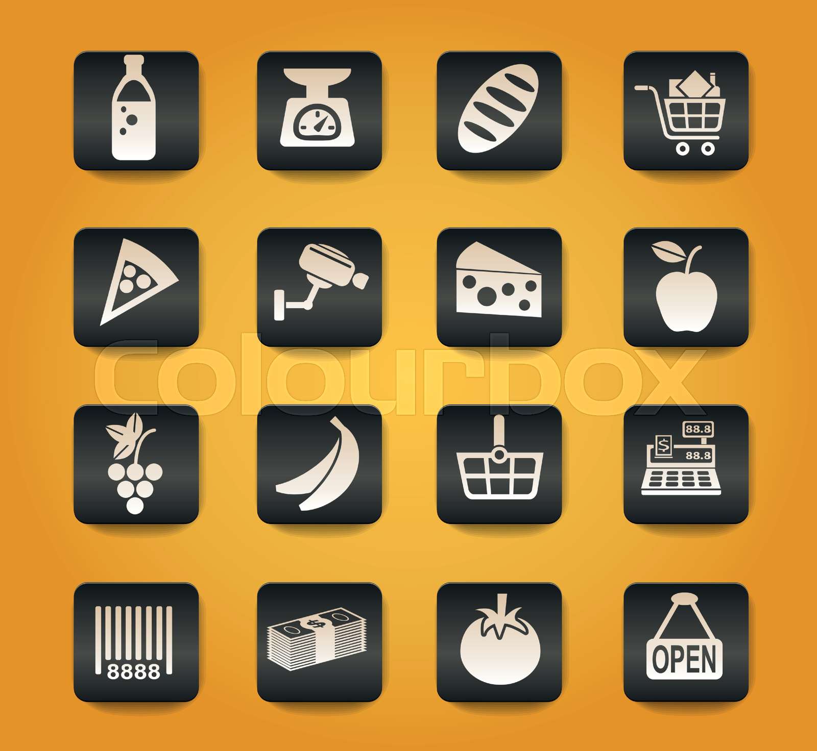 grocery store icon set | Stock vector | Colourbox