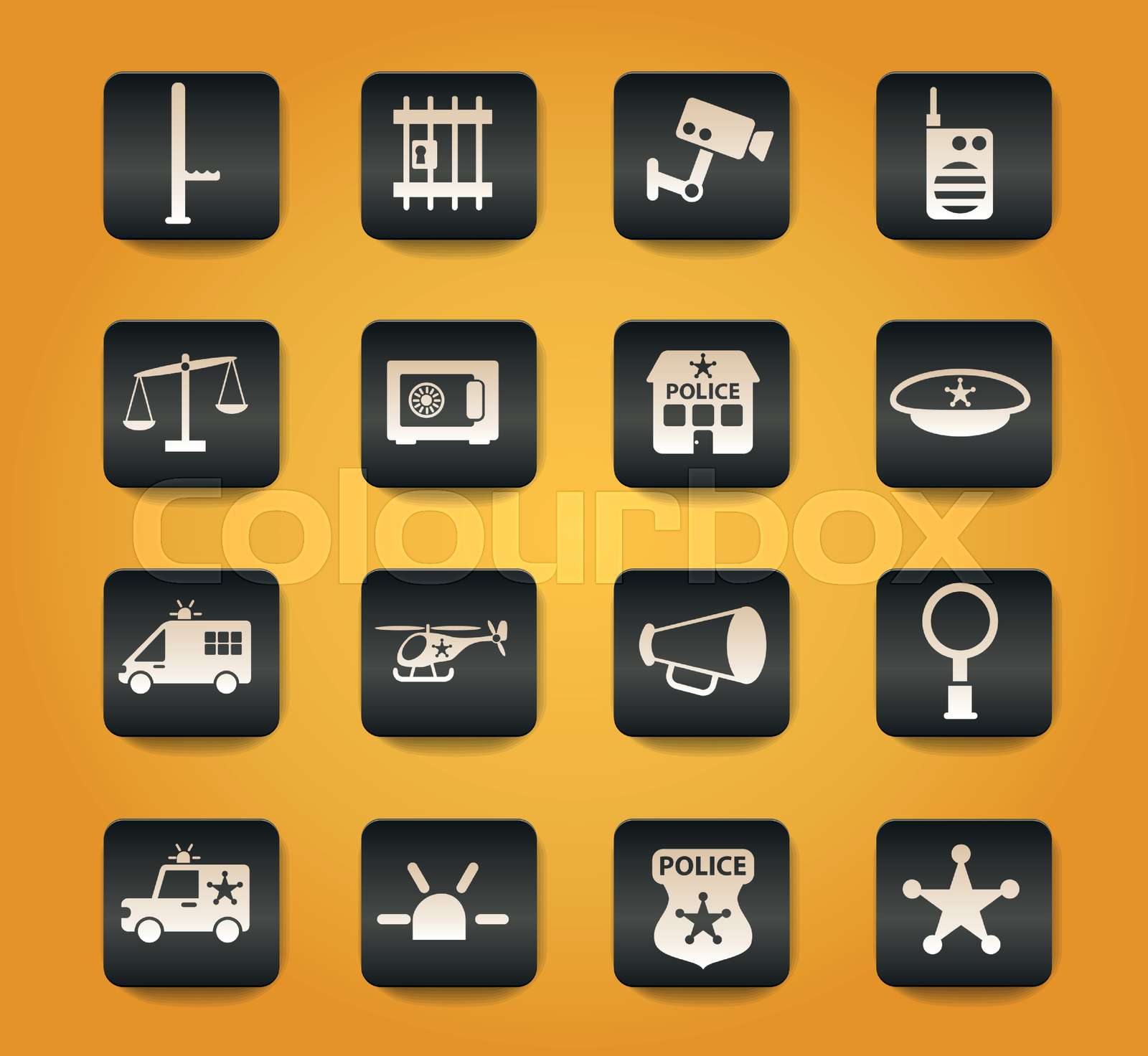police department icon set | Stock vector | Colourbox
