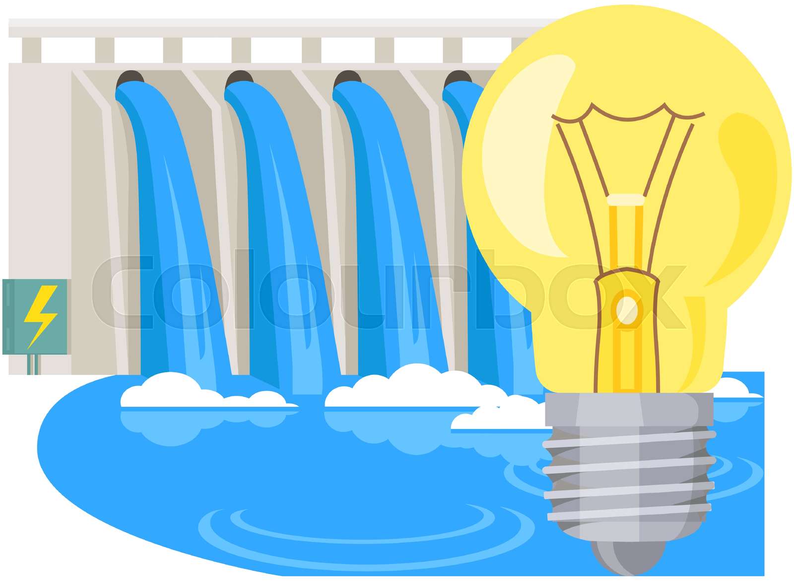 Alternative energy sources for production of electricity. Light bulb ...