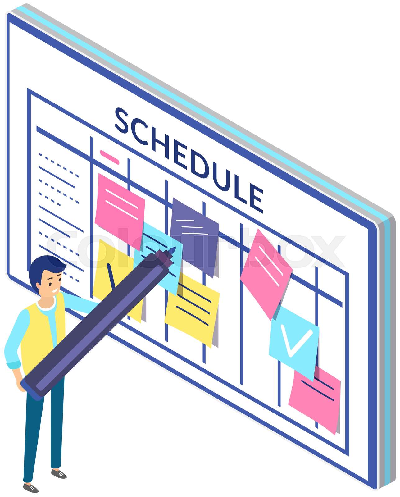 Task planning, businessman look at calendar, time management ...