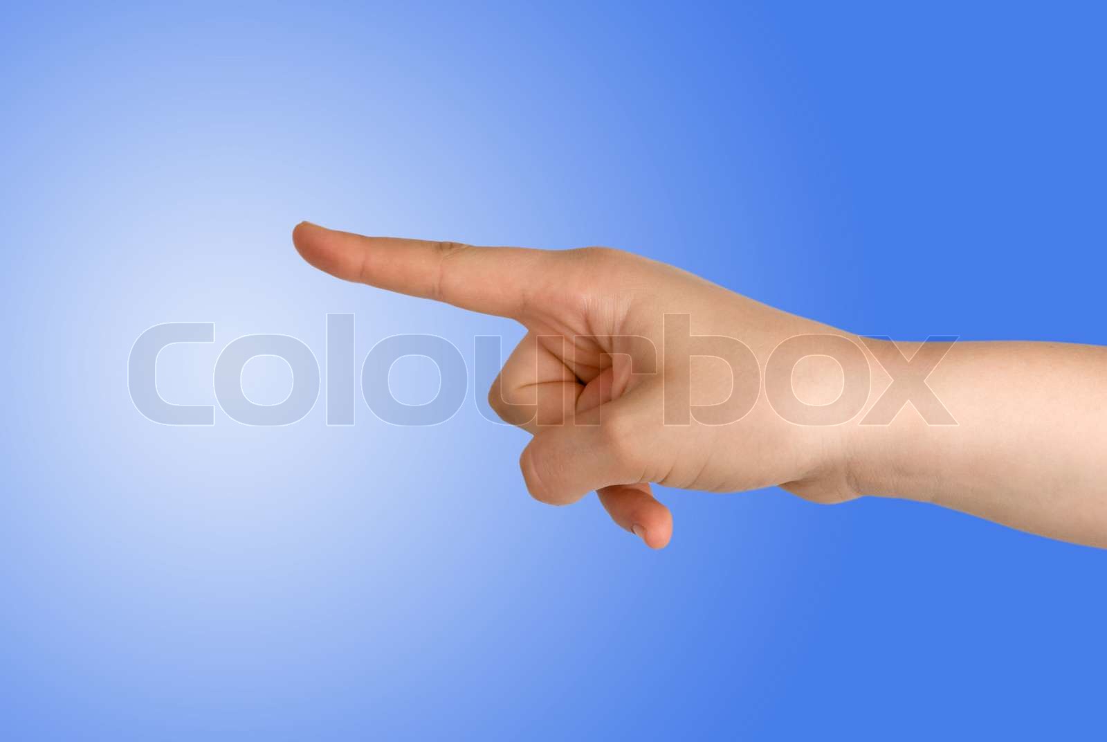 Hand pointing to left | Stock image | Colourbox