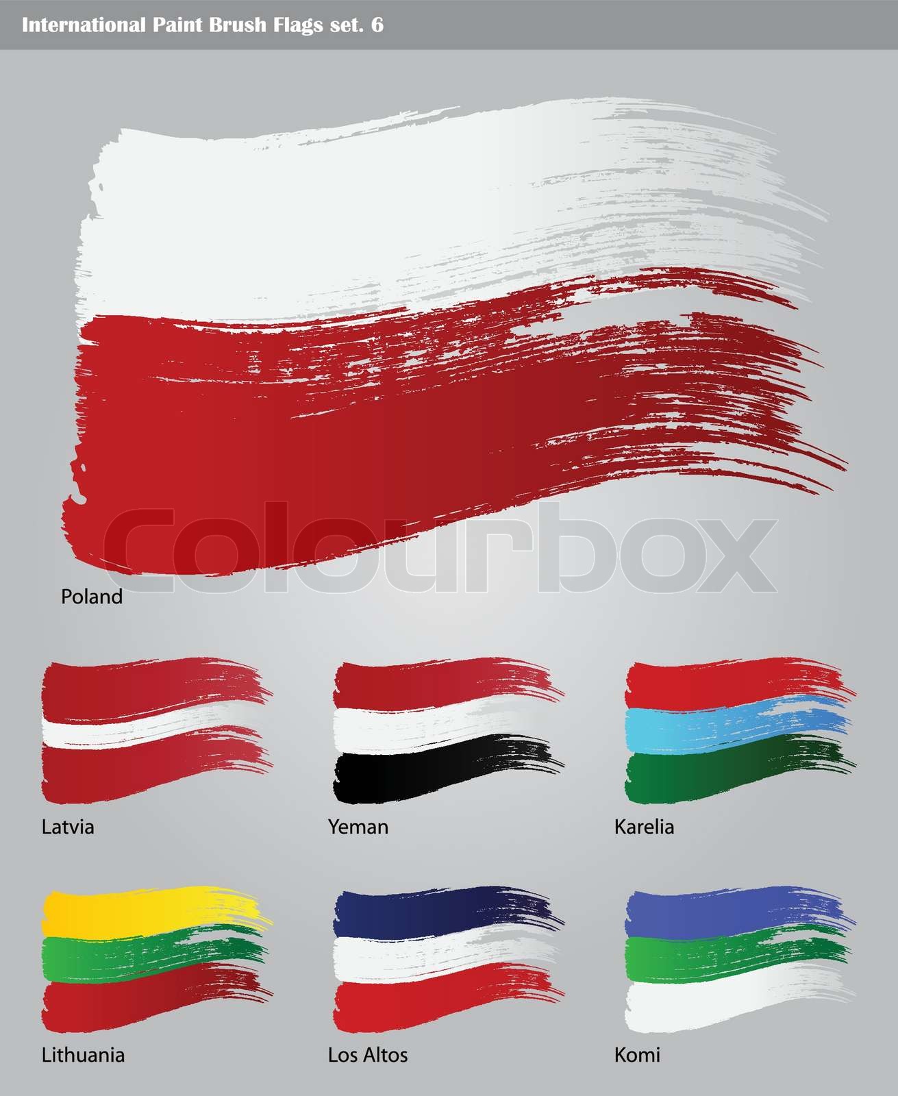 set of vector International Paint Brush Flags | Stock vector | Colourbox