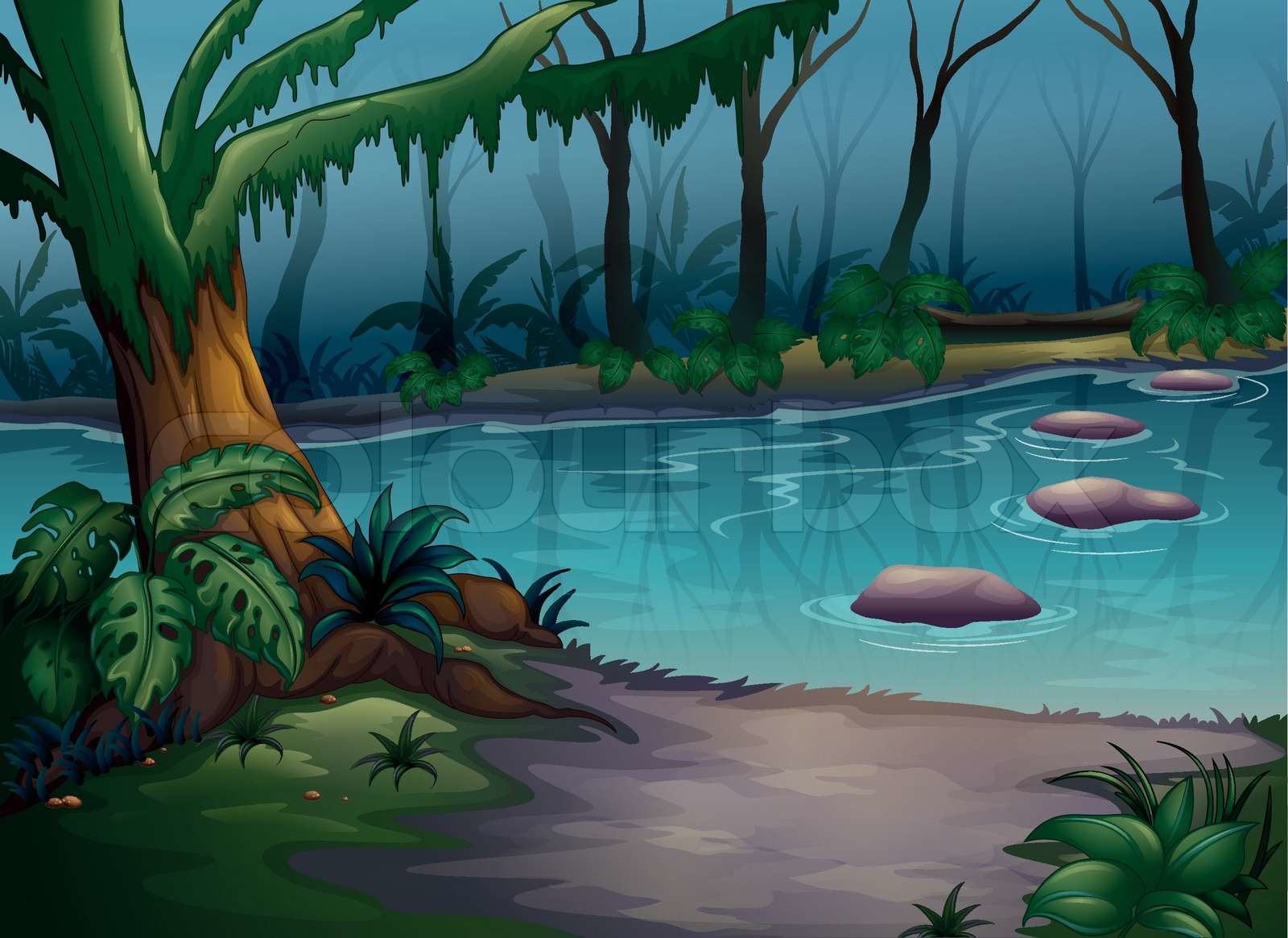 fluss, kulisse, hübsch | Stock-Vektor | Colourbox