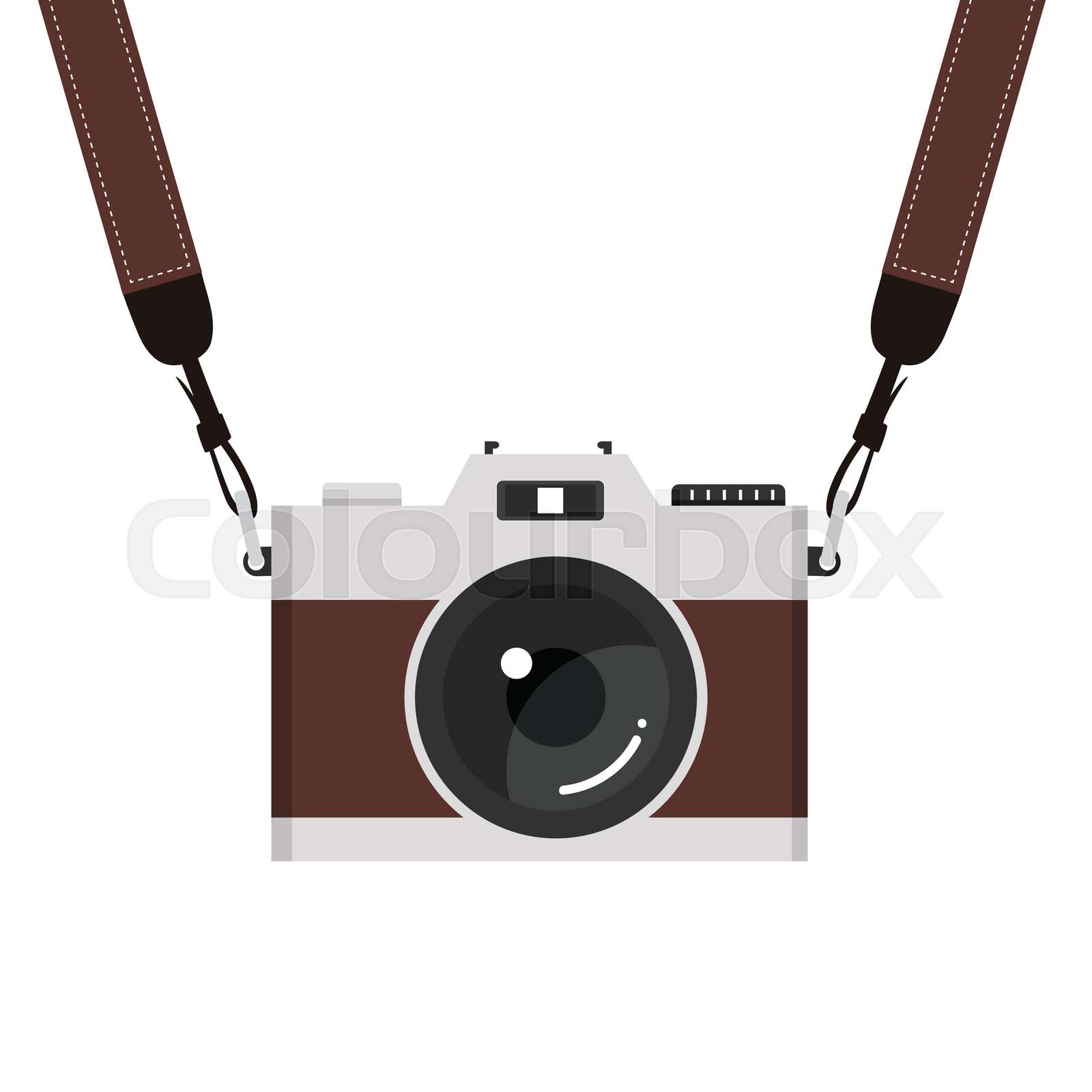 hanging brown camera strap vector | Stock vector | Colourbox