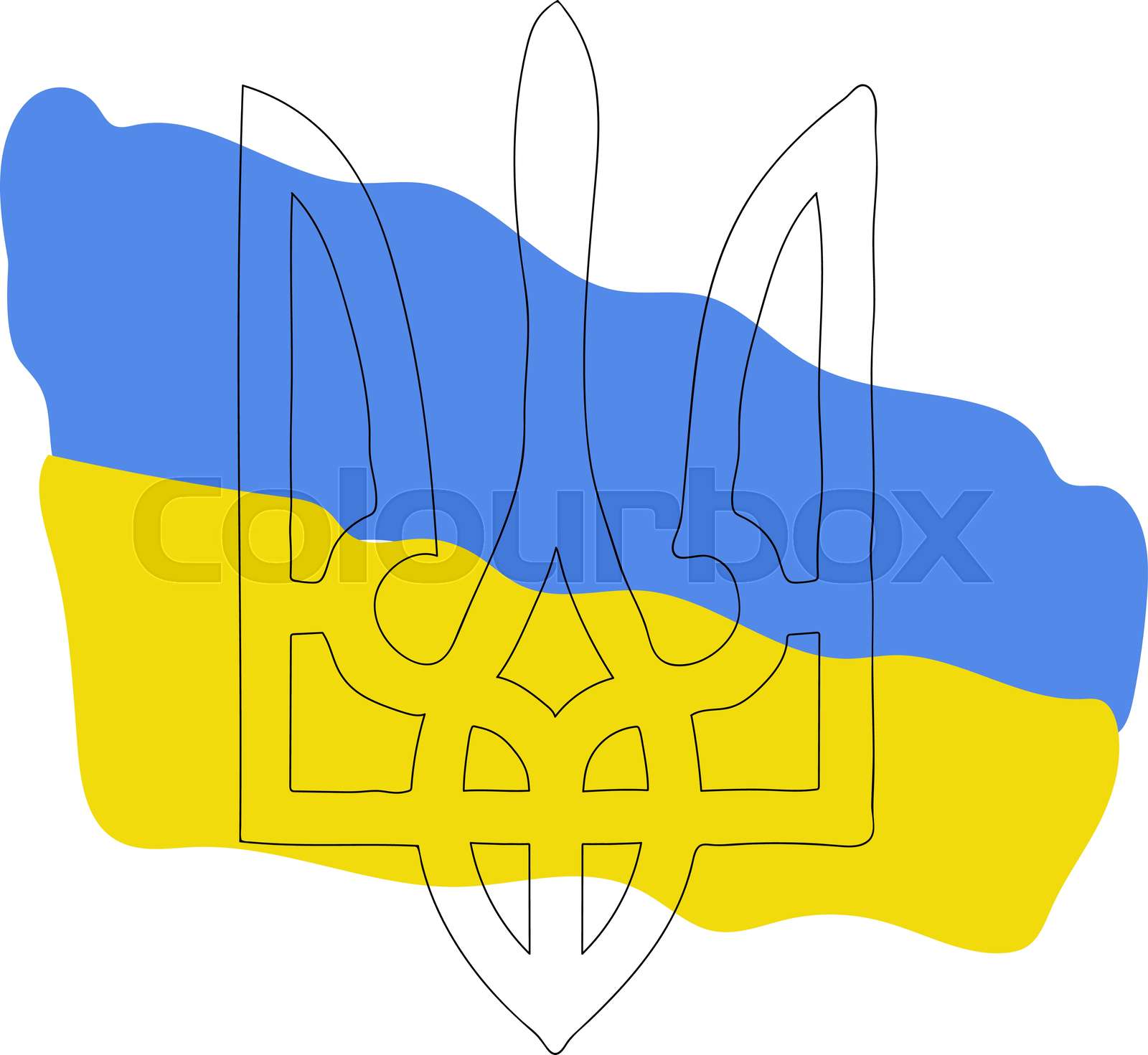 blue-yellow flag and trident coat of arms | Stock vector | Colourbox