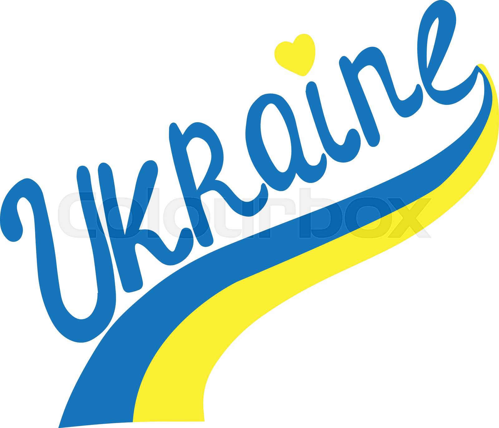 Text UKRAINE with the colors of national flag. Lettering design. Vector ...