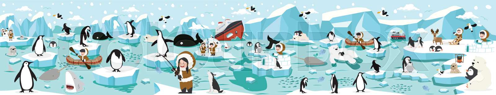 North pole Arctic Cartoon landscape concept | Stock vector | Colourbox