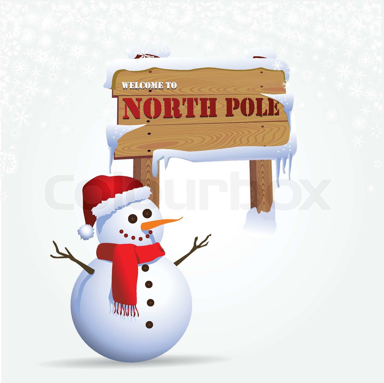 Snowman at the north pole | Stock vector | Colourbox