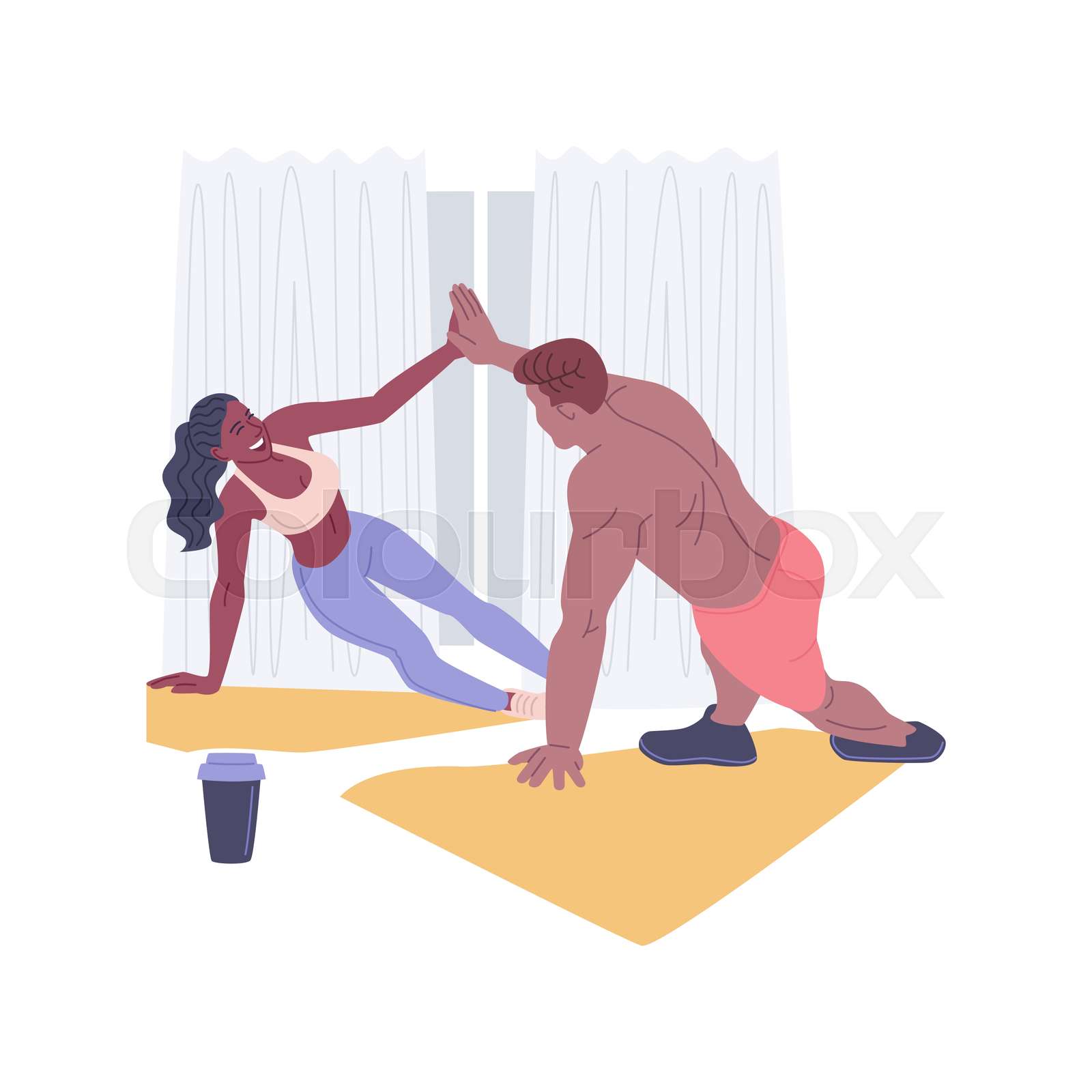 Fitness couple isolated cartoon vector illustrations. | Stock vector | Colourbox