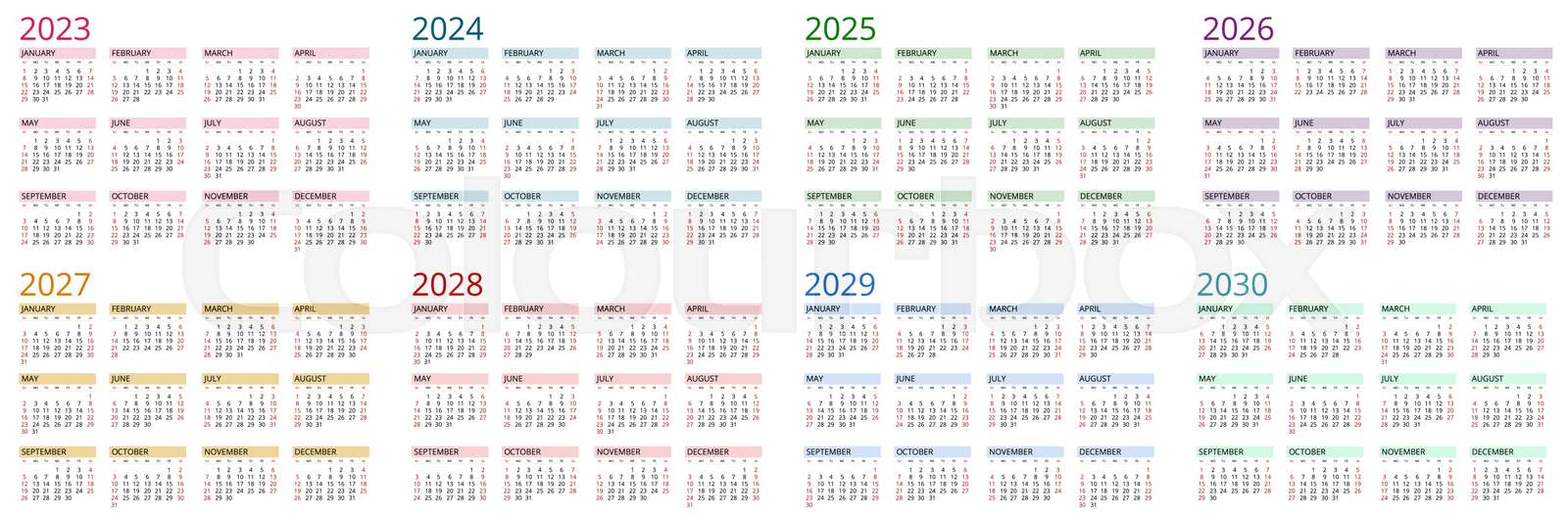 Calendar Planner 2023, 2024, 2025, 2026, 2027, 2028, 2029, 2030 ...
