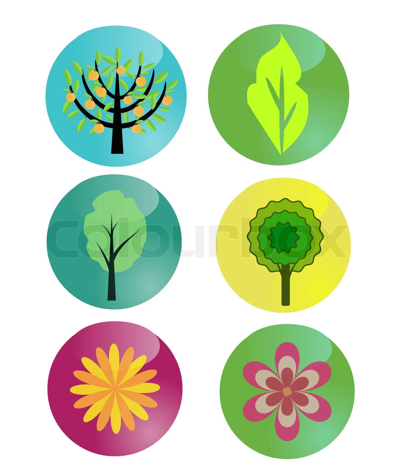 Buttons set with nature symbols | Stock vector | Colourbox