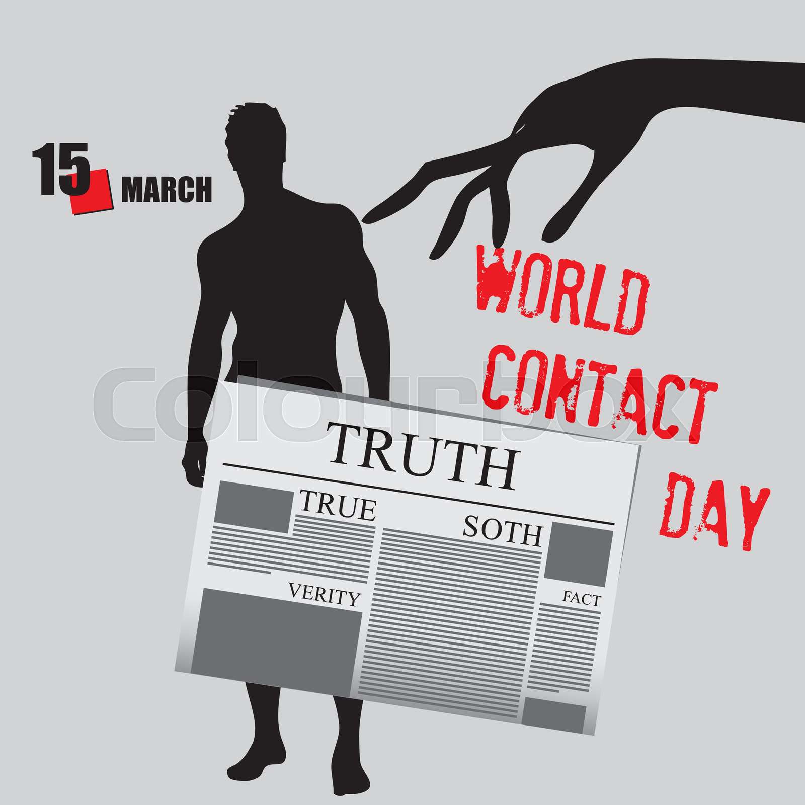 Newspaper page by date - World Contact Day | Stock vector | Colourbox