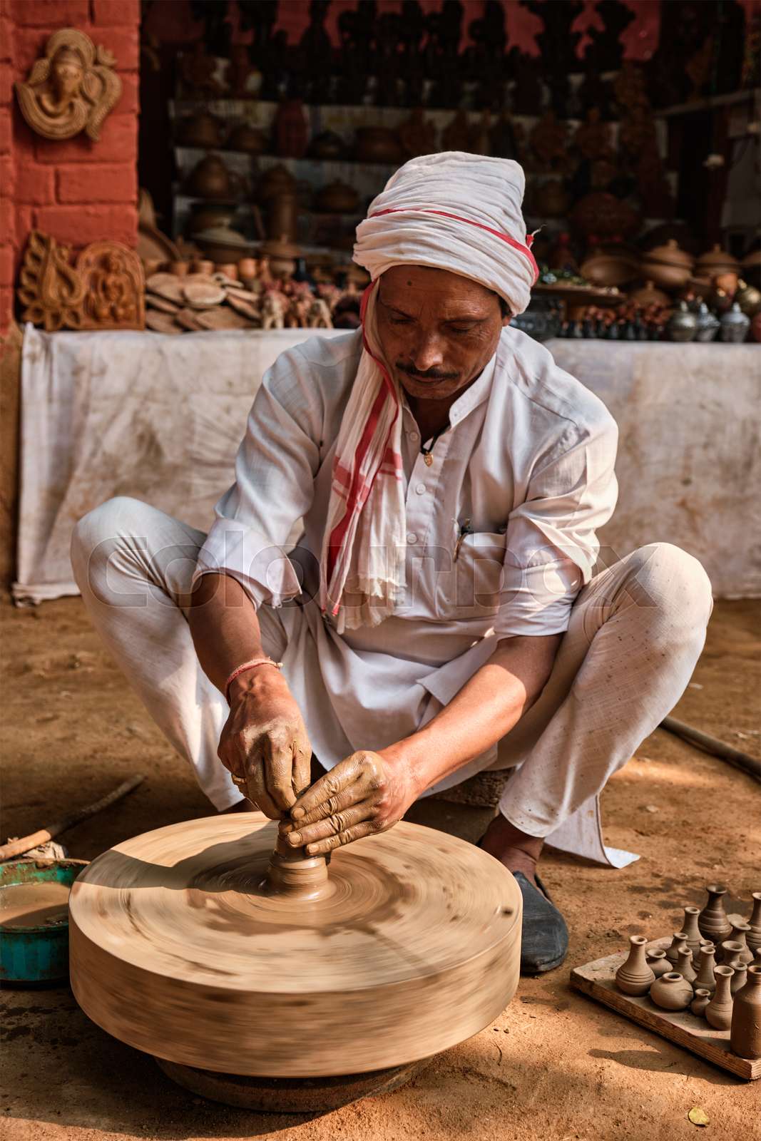 Indian potter at work, Shilpagram, Udaipur, Rajasthan, India | Stock ...