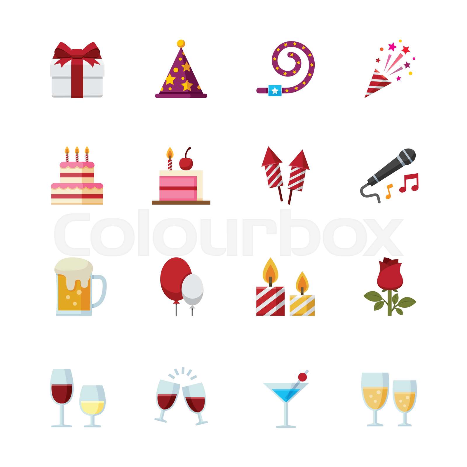 Party and Celebration Icons with White Background | Stock vector ...