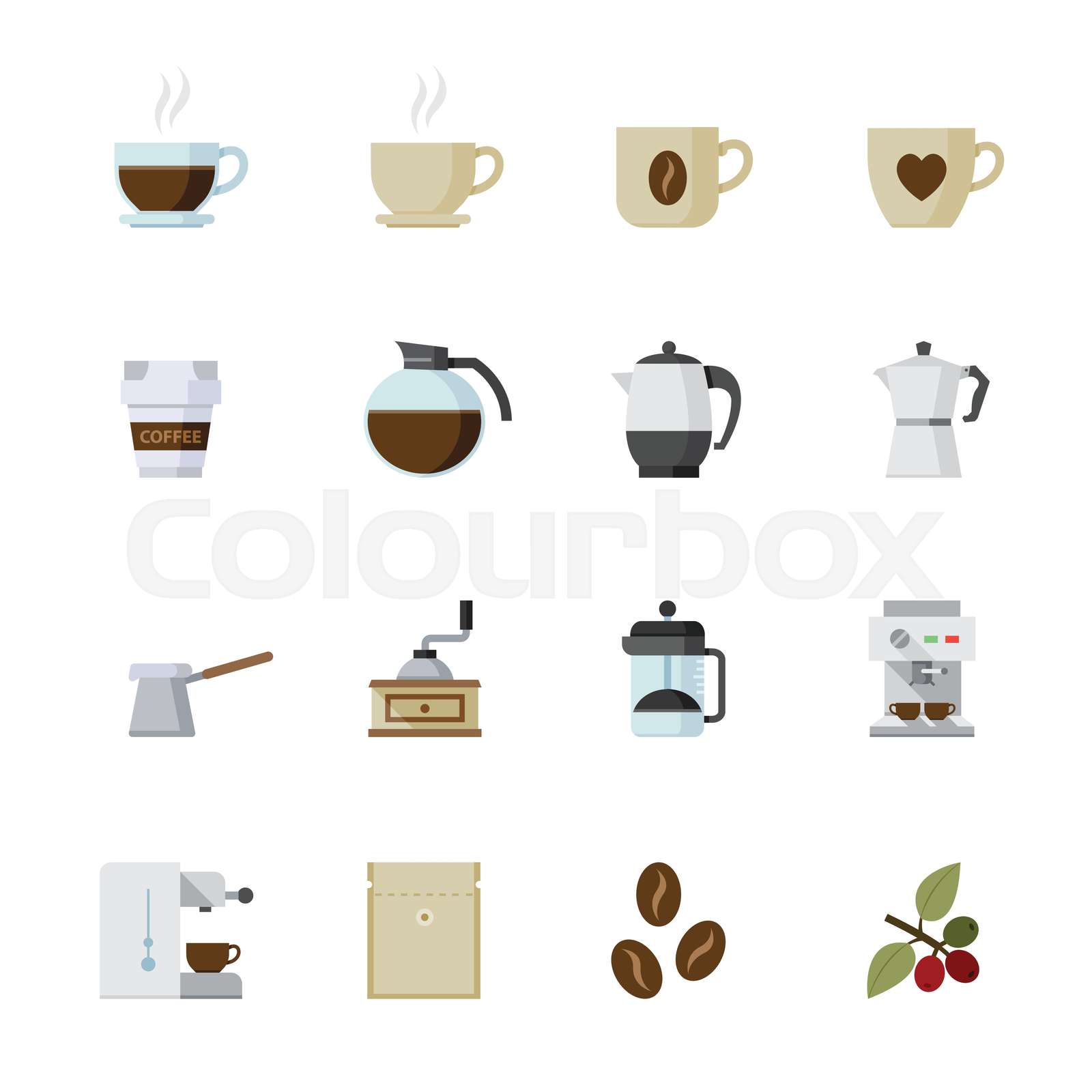 Coffee Icons with White Background | Stock vector | Colourbox