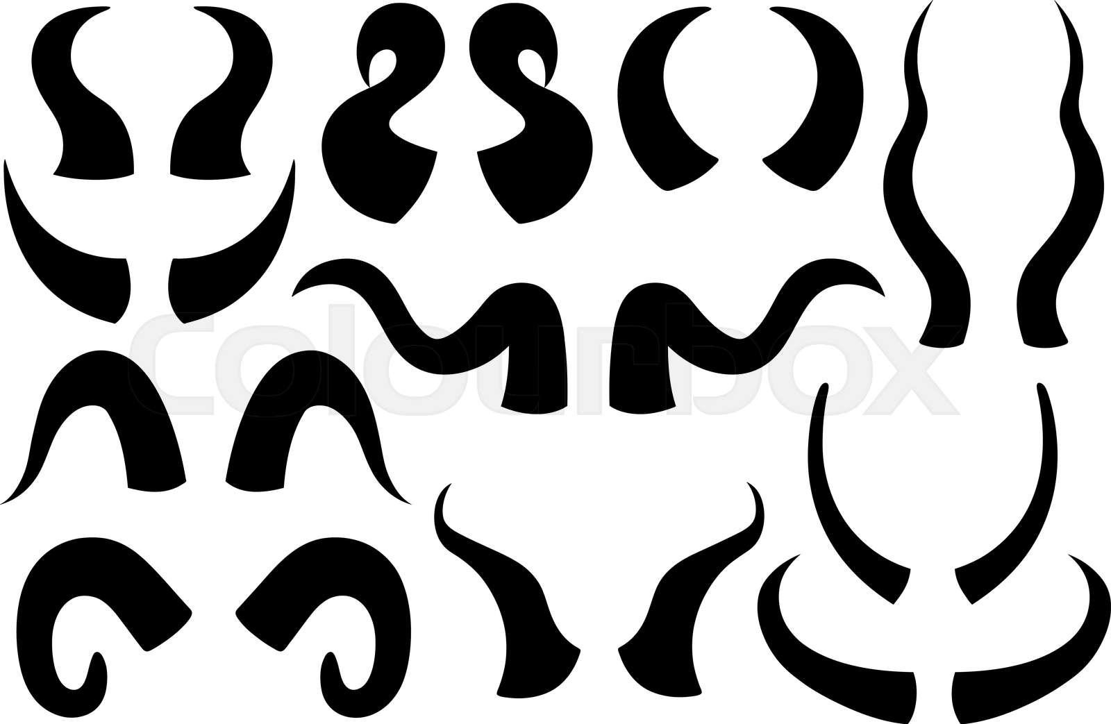 Collection of different animal horns | Stock vector | Colourbox