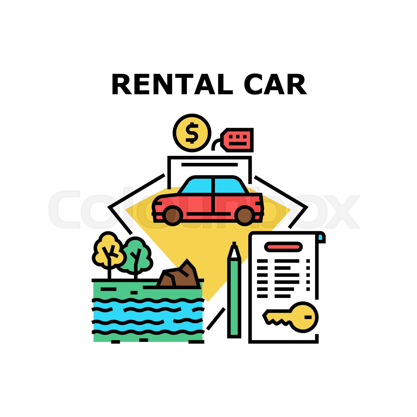Rental Car For Trip Vector Concept Illustration | Stock vector | Colourbox