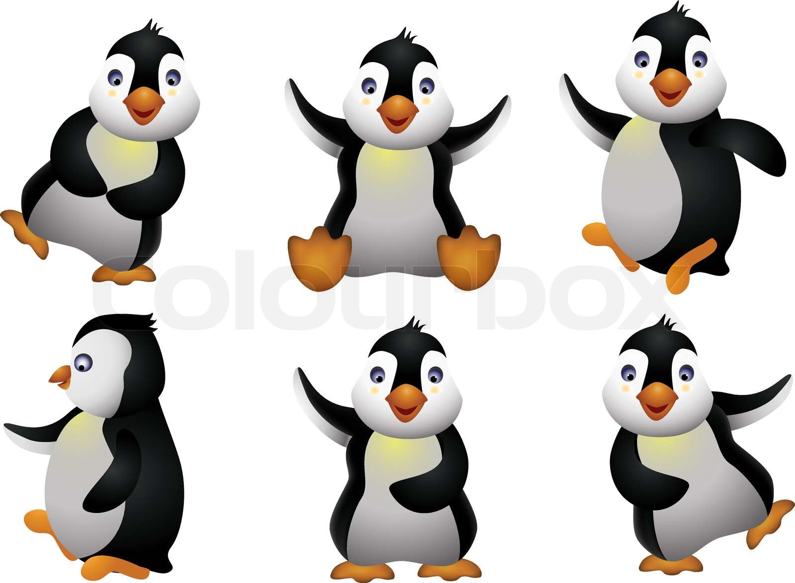 funny young penguin cartoon set | Stock vector | Colourbox