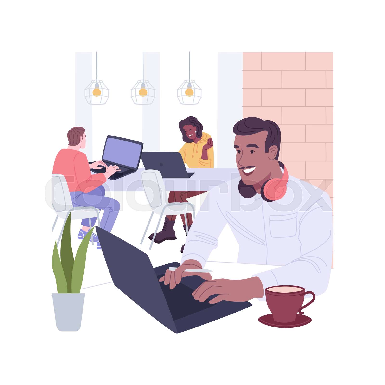 Coworking space isolated cartoon vector illustrations. | Stock vector ...