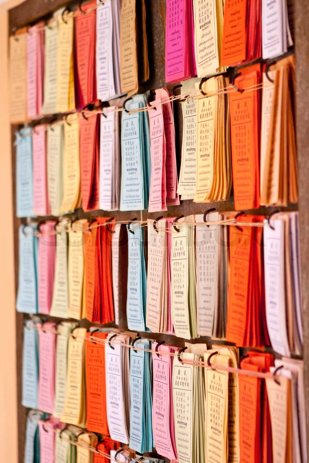 Slips of Fortune Sticks Predictions in chinese temple | Stock image ...