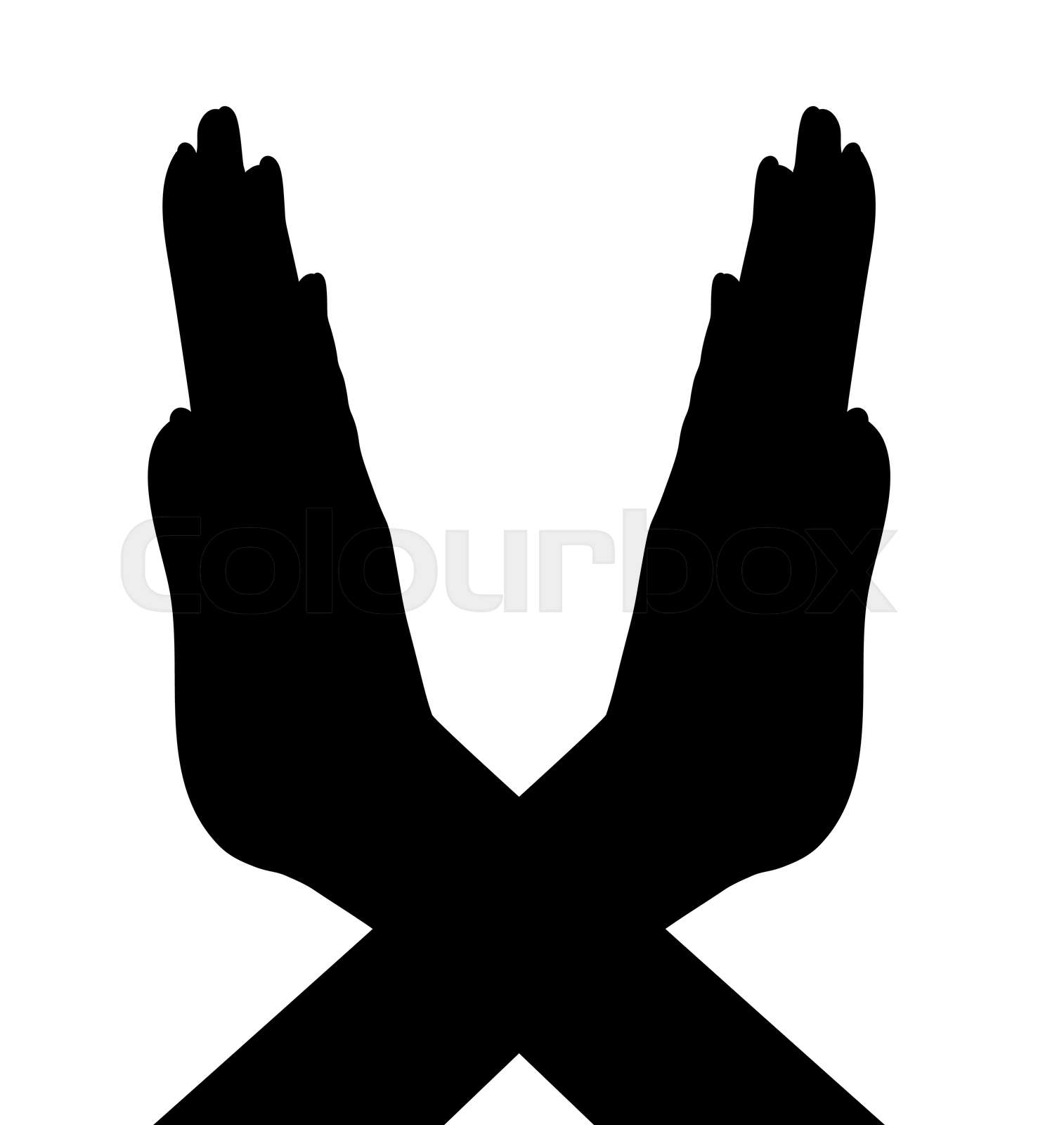 Silhouette of crossed female hands, stop sign. Vector illustration ...