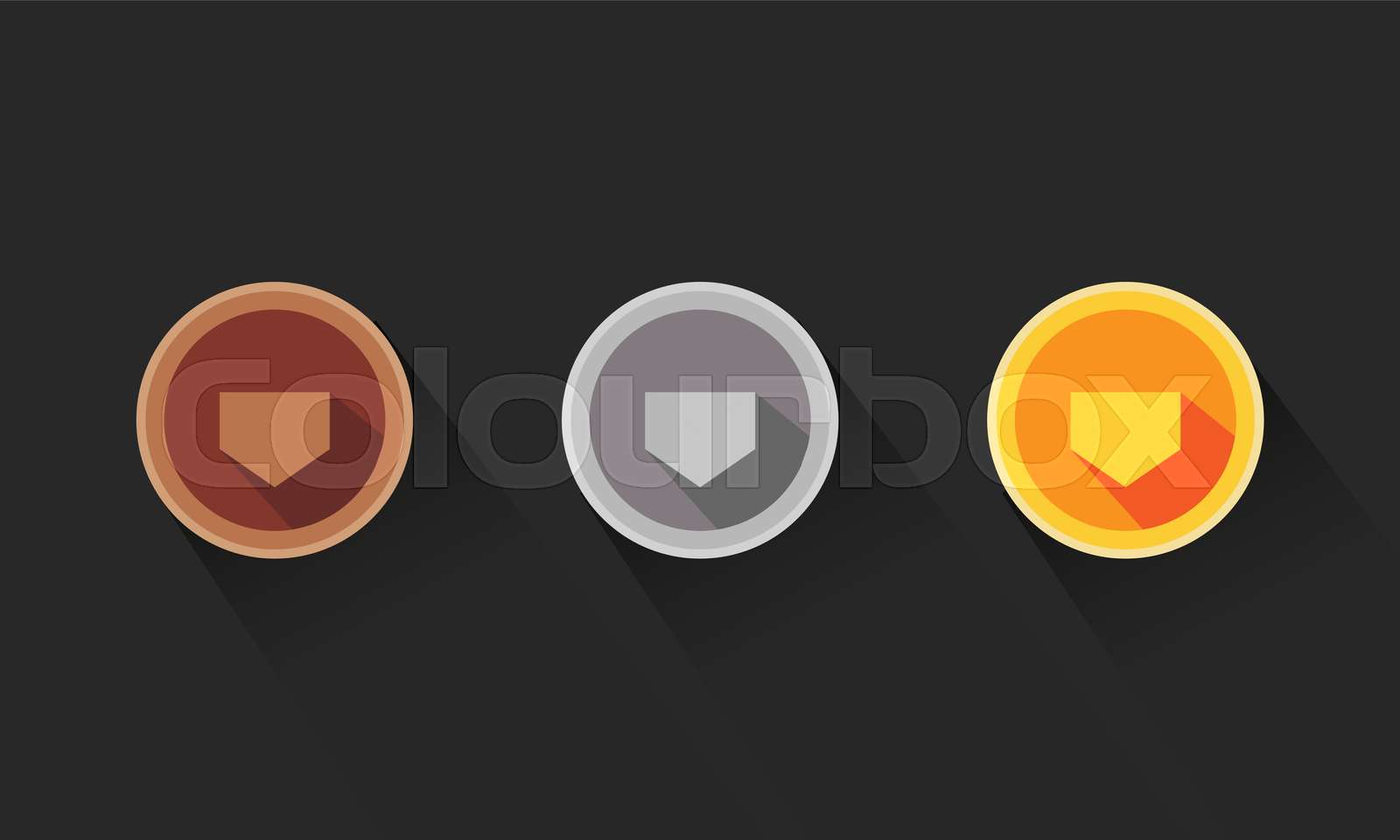 Flat vectors set game rank illustration design. Bronze, silver and ...