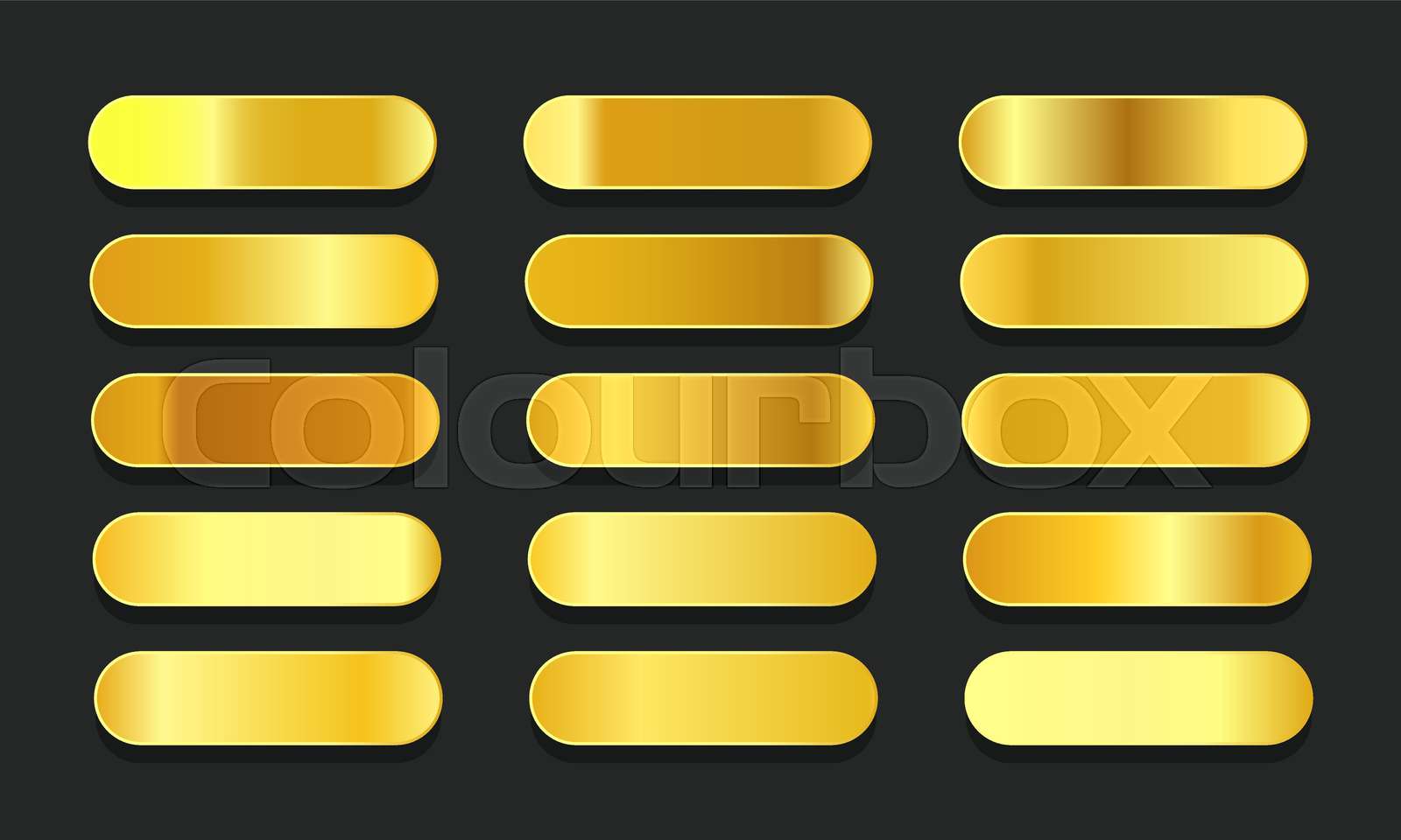 Yellow gold gradients metallic linear colors set. Creative abstract ...