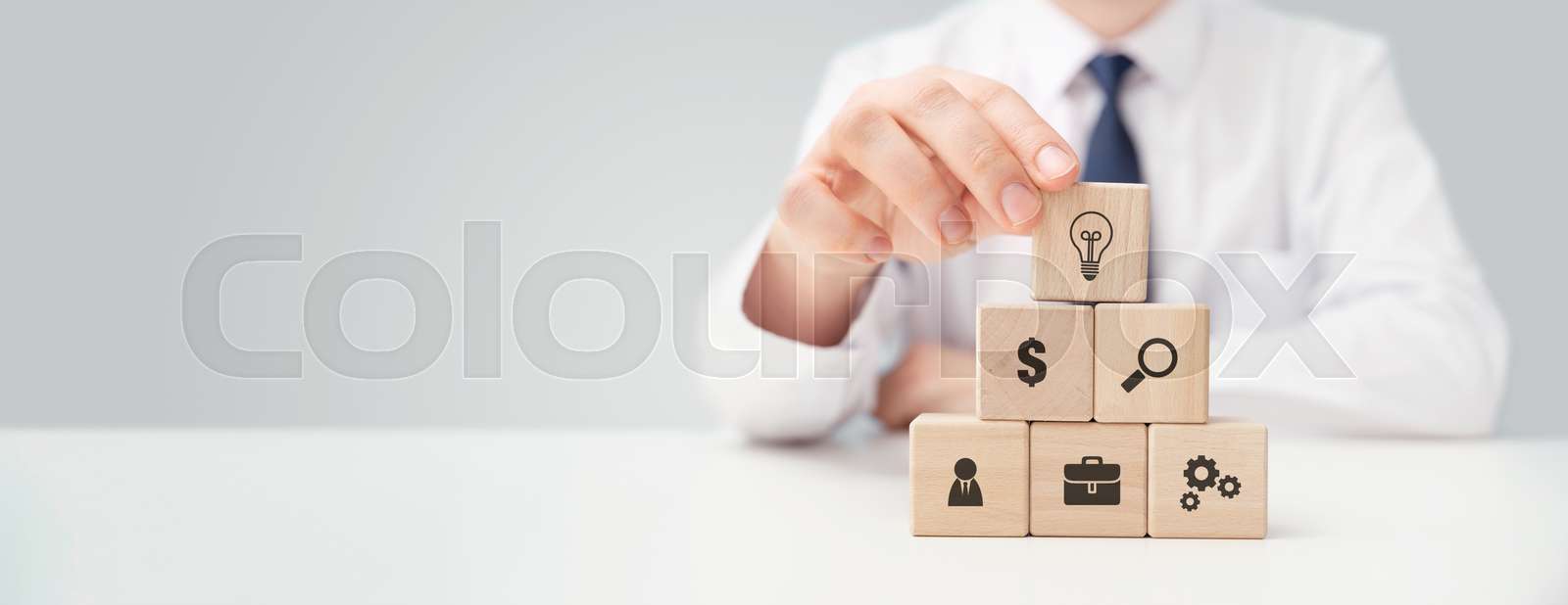 Building business strategy concept with blocks | Stock image | Colourbox