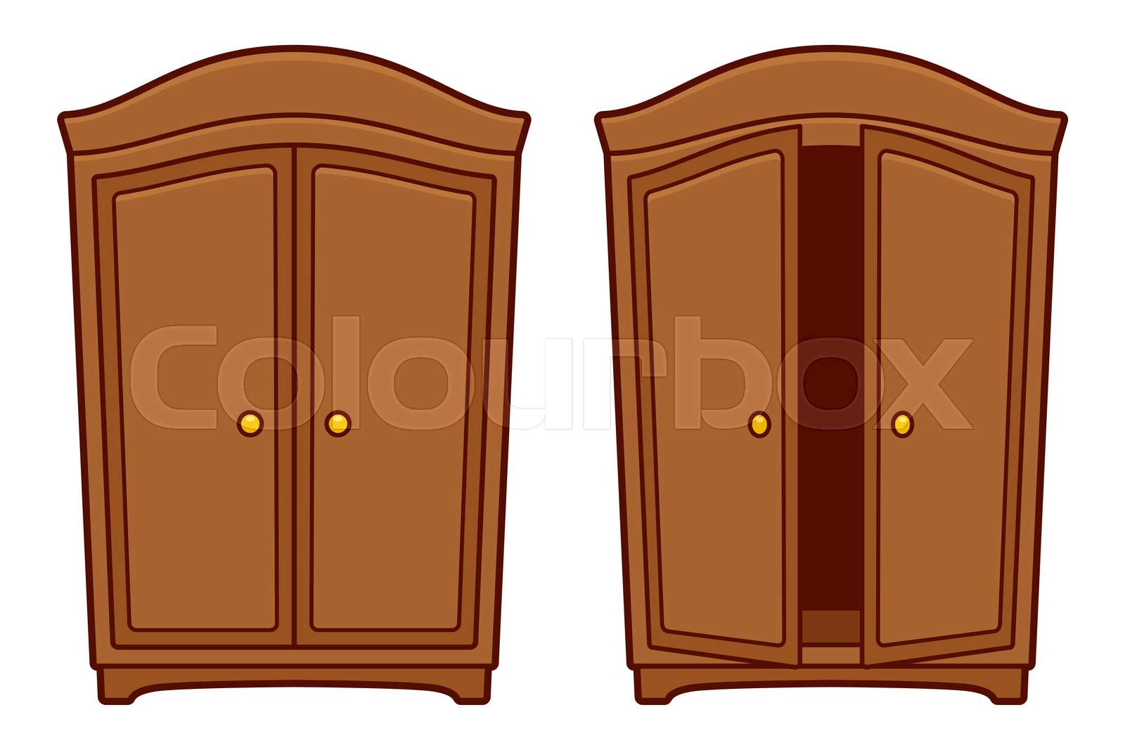 Cartoon vintage wooden wardrobe | Stock vector | Colourbox