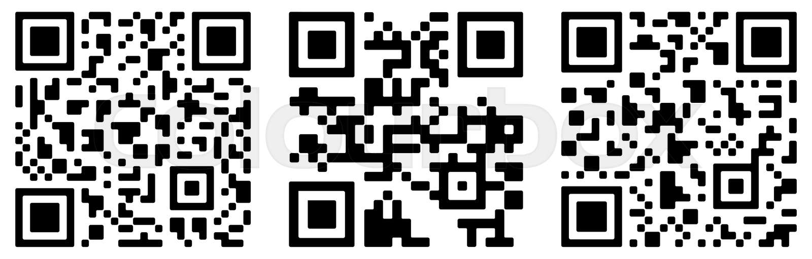 Set of three vector QR-codes with rounded corners for your design | Stock vector | Colourbox