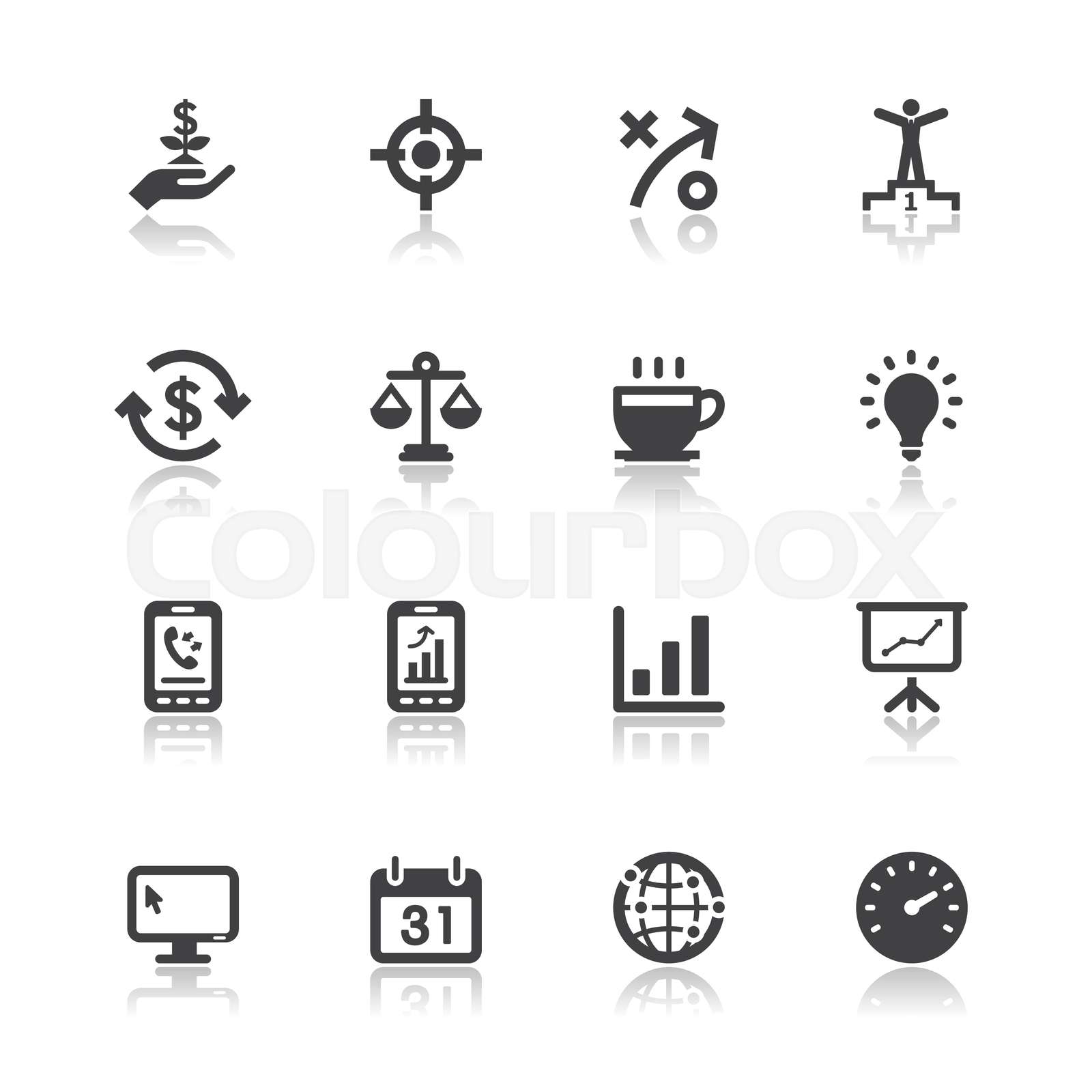 Business and Finance Icons with White Background | Stock vector | Colourbox