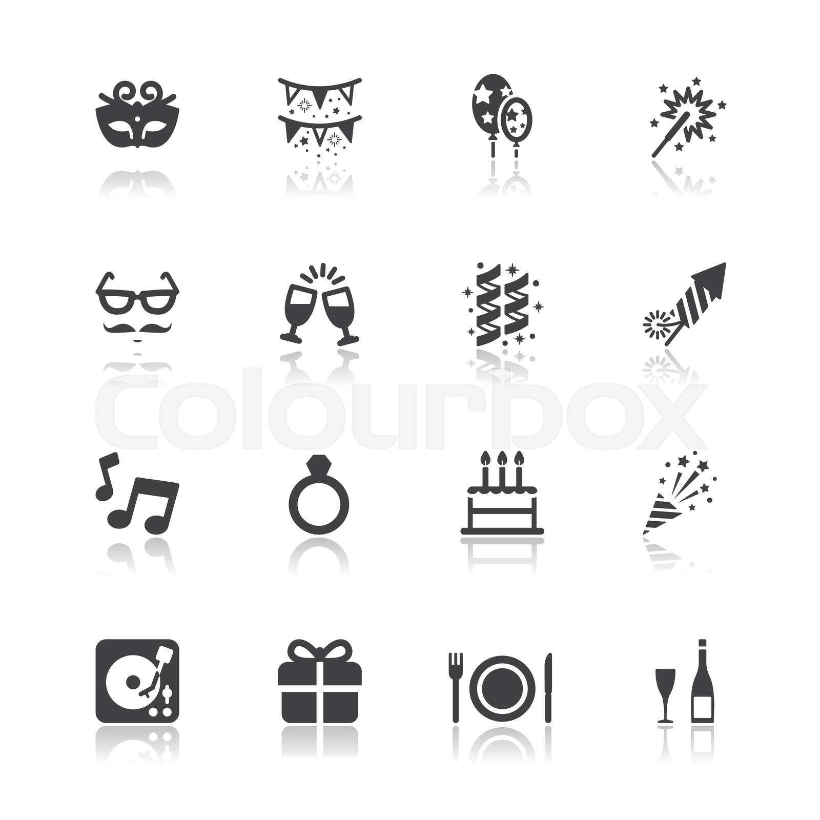 Celebration and Party Icons with White Background | Stock vector ...