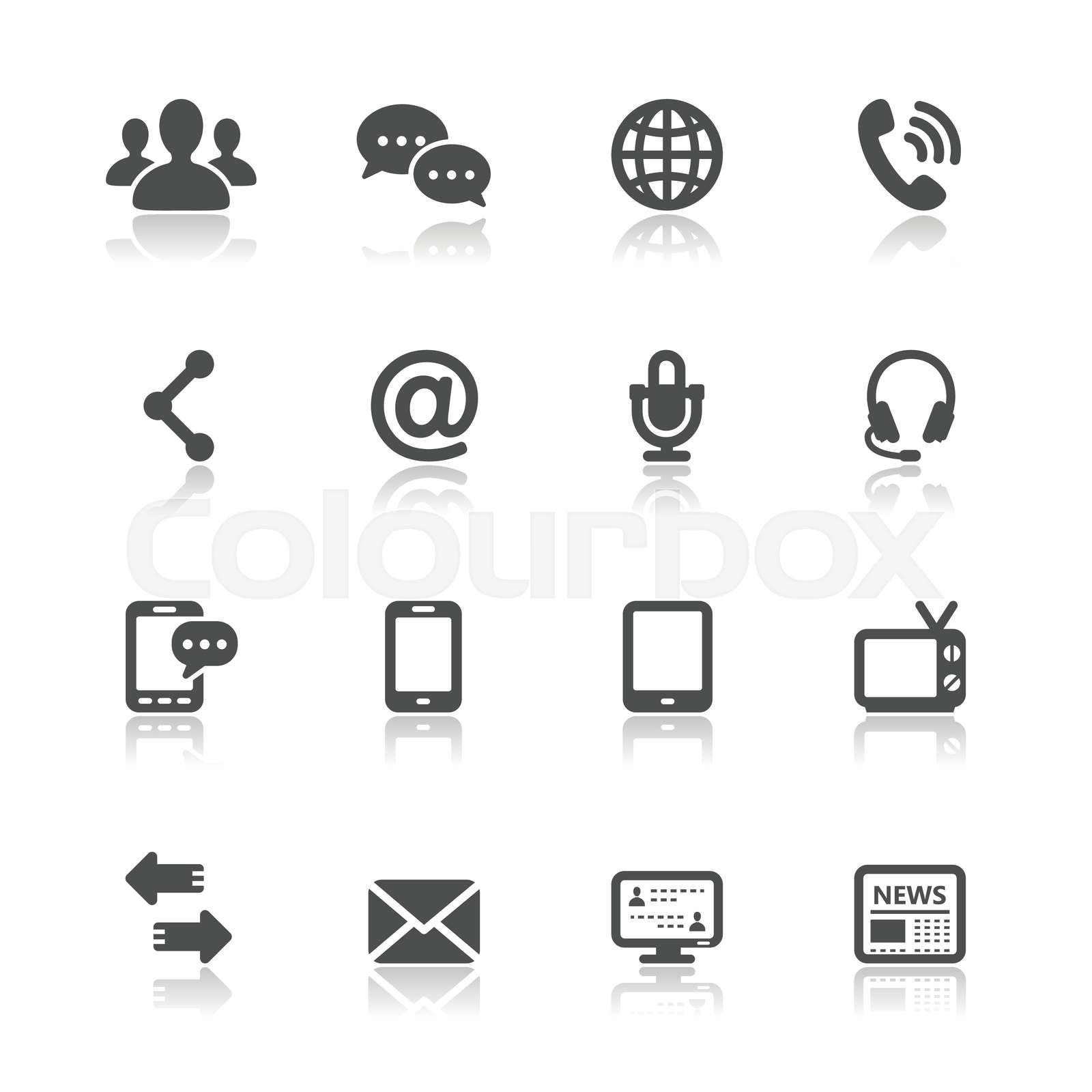 Communication and Chat Icons with White Background | Stock vector ...