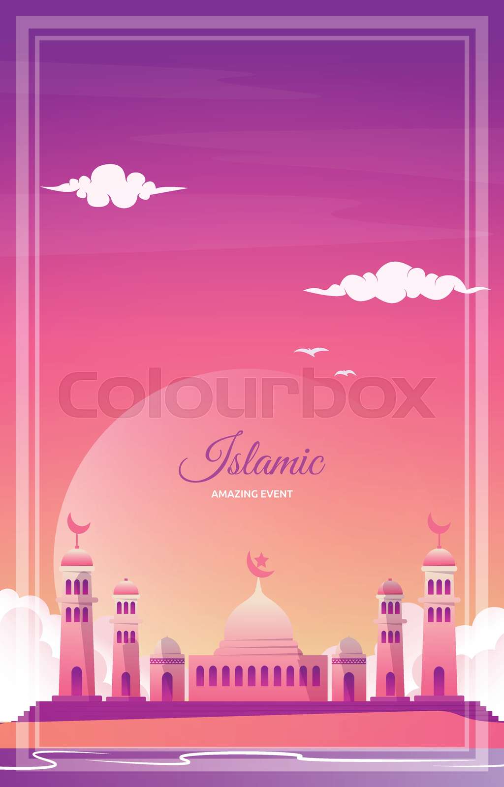 Beautiful Islamic Event Greeting Card Mosque Sky Vector Design Template ...